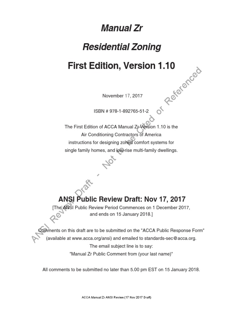Manual ZR Ver 1 10 Review Draft 17nov2017 | PDF | Duct (Flow) | Air ...