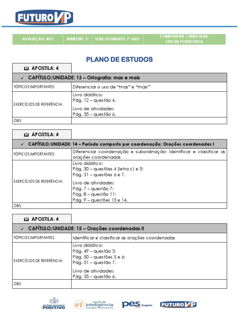 Pe Ex - Revisao.av3 L.portuguesa 7ano 3tri | PDF | Dinheiro