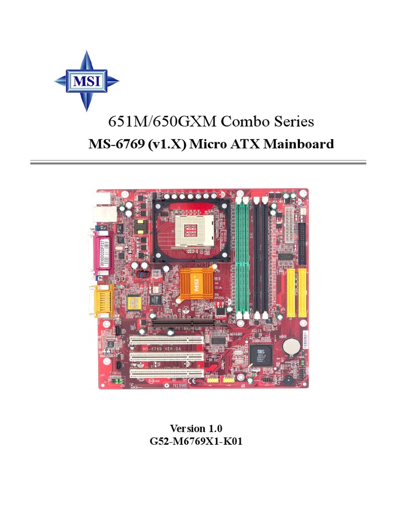 Manual 651M COMBO MS-6769 | PDF | Bios | Usb