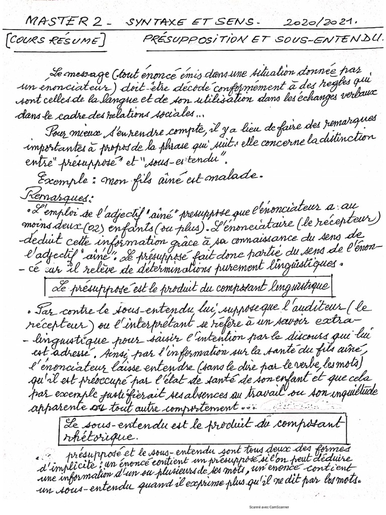 Présupposition Et Sous-Entendu | PDF