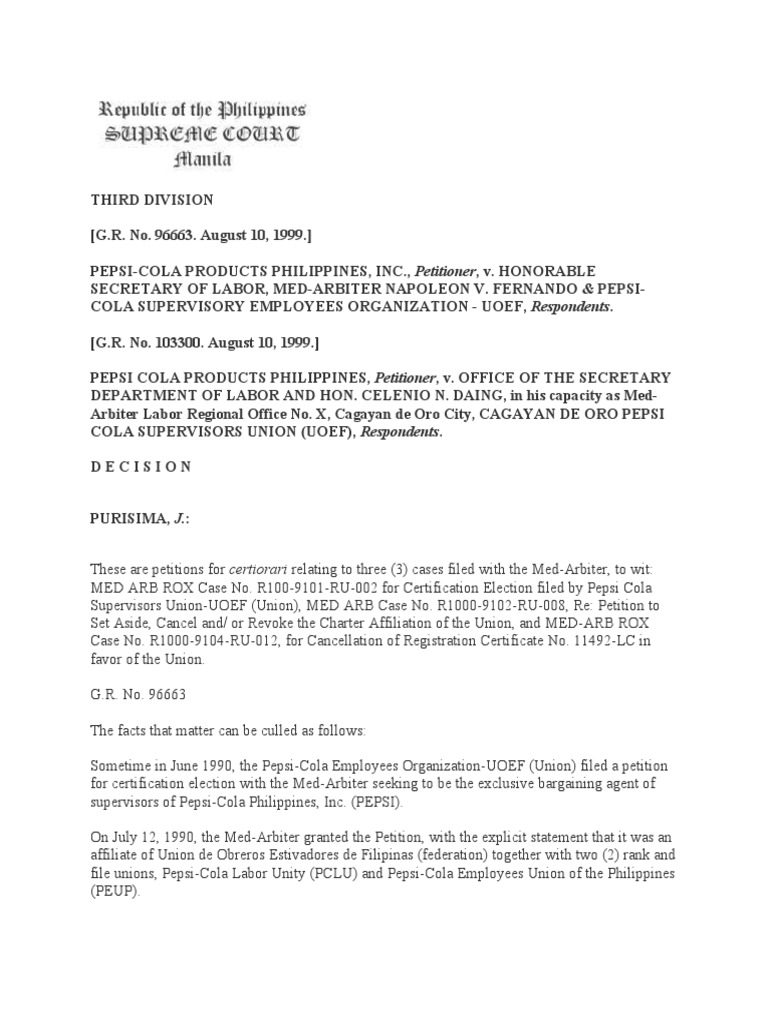 Pepsi-Cola Labor Union Case Summary | PDF | Employment | Injunction