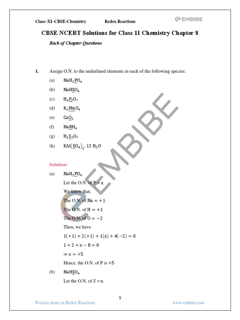 Chemistry Ch-08 | PDF | Redox | Chemical Reactions