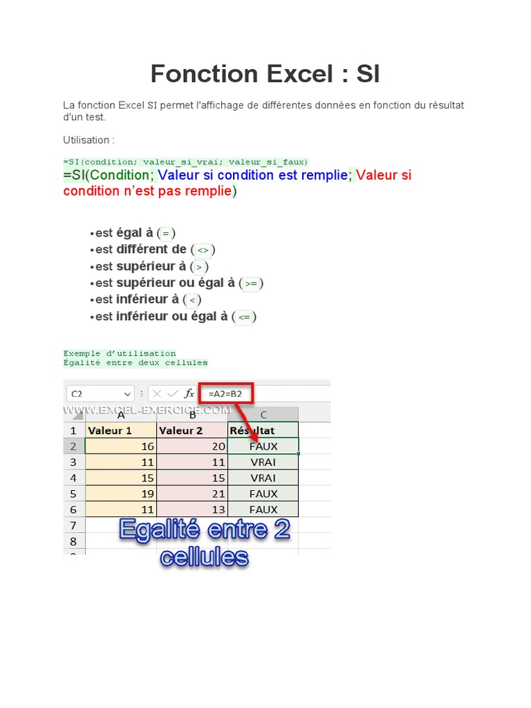 Fonction Excel | PDF