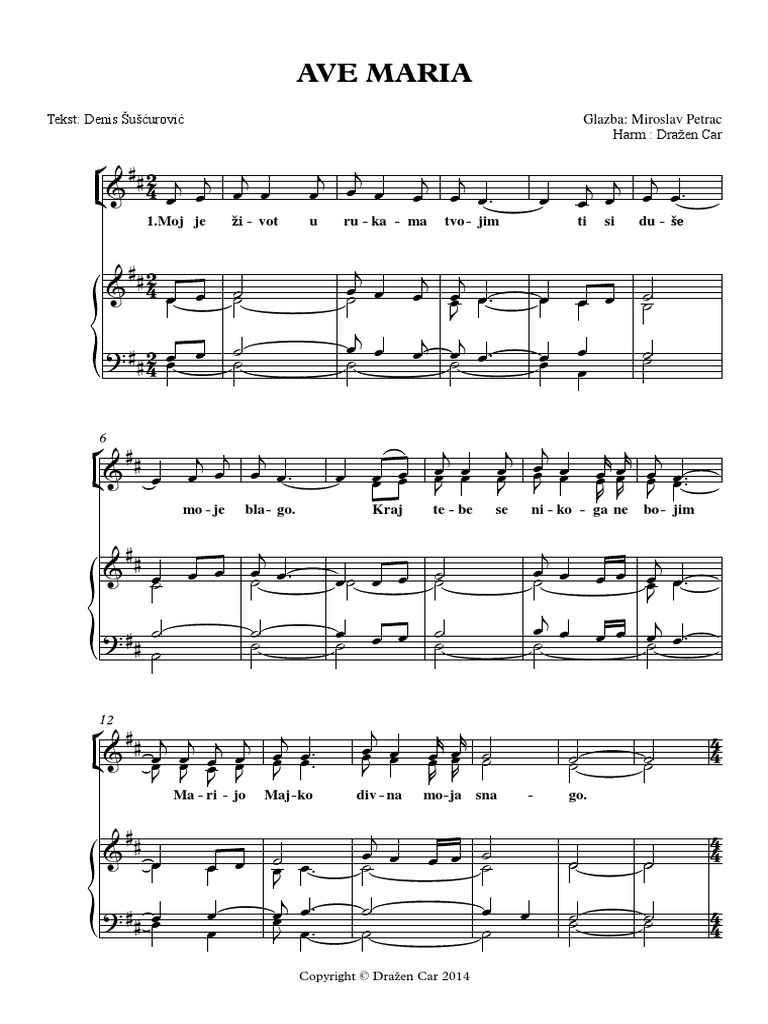 Ave Maria (Satb) - Petrac, Obrada Car | PDF | Calligraphie latin ...