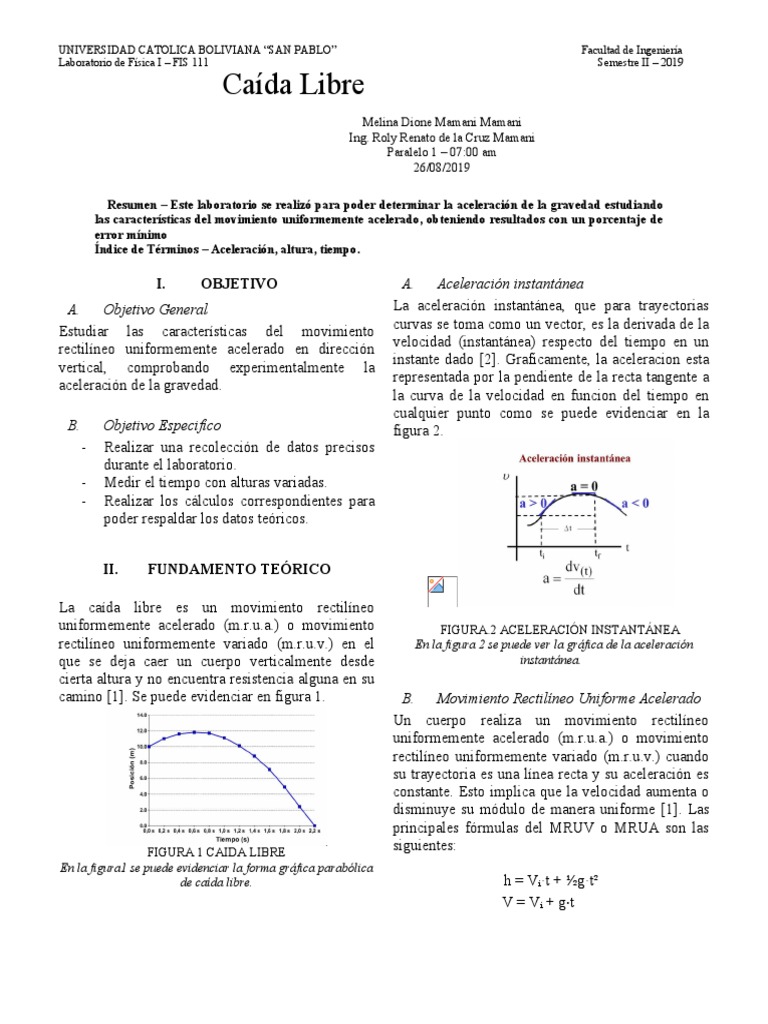Caida Libre | PDF | Aceleración | Velocidad