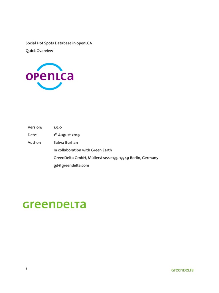 SHDB2019 in OpenLCA Final | PDF | Life Cycle Assessment | Computer Data Storage