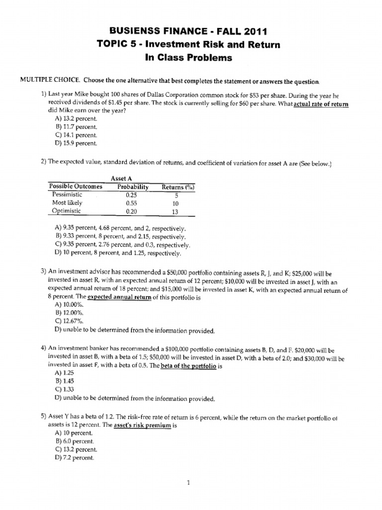 #0A0 Topic 5 Problems | PDF