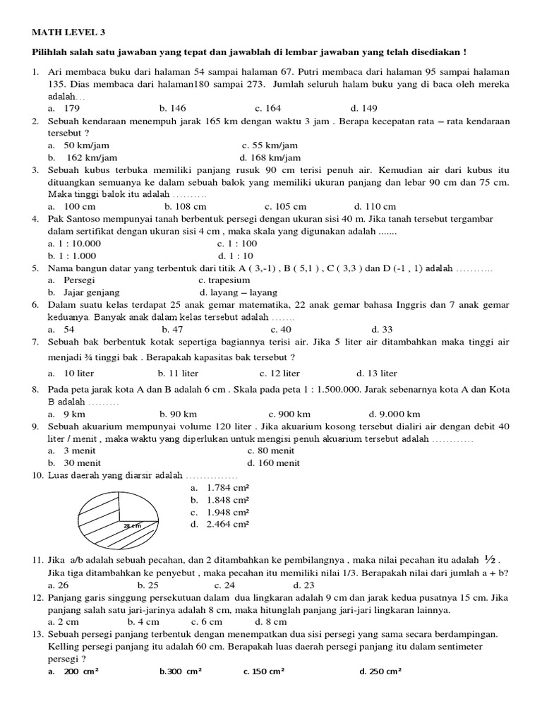 Omnas Matematika Level 3 Kelas 5-6 2021 | PDF