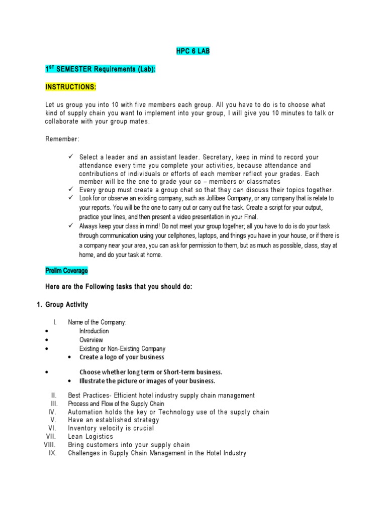 Supply Chain Management Laboratory Requirements | PDF | Supply Chain | Supply Chain Management