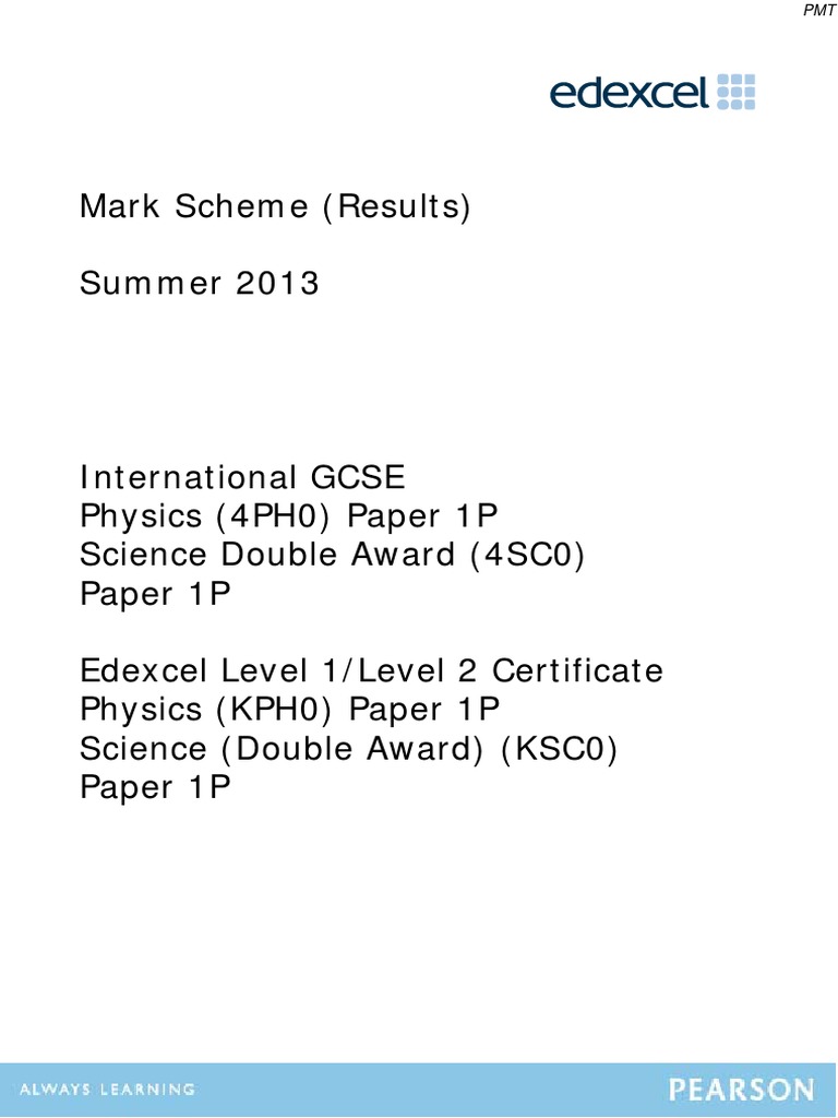 June 2013 MS - Paper 1P Edexcel Physics IGCSE | PDF | Neutron ...