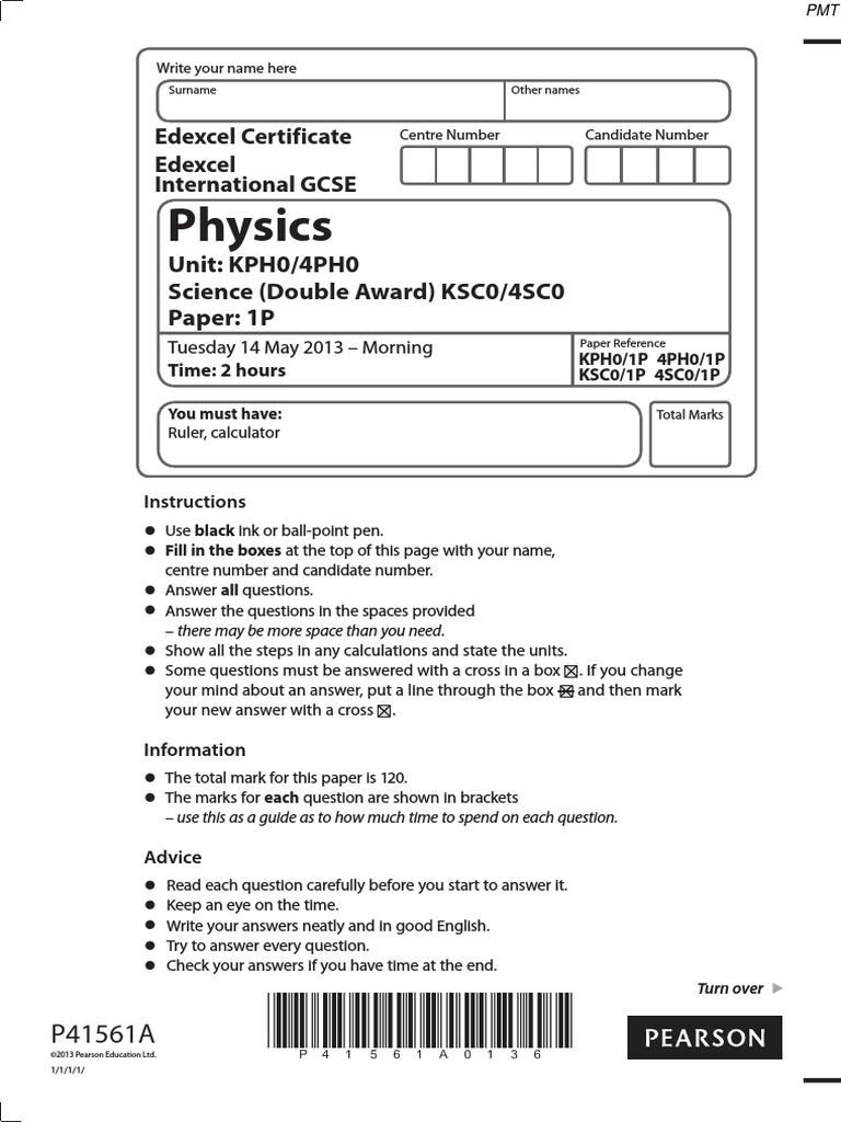 June 2013 QP - Paper 1P Edexcel Physics IGCSE | PDF