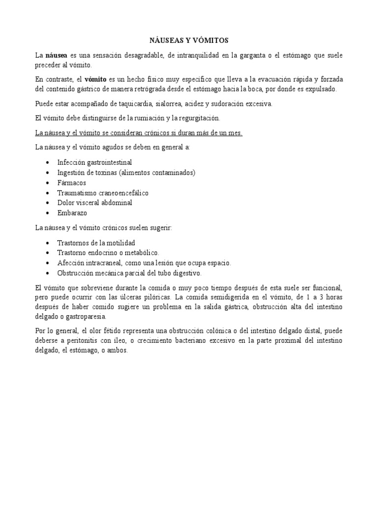 Náuseas y Vómitos | PDF | Vómitos | Síntoma