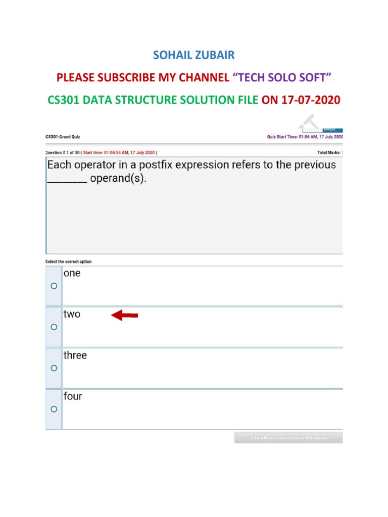 Cs301 Grand Quiz Vuanswer - Com 1 | PDF
