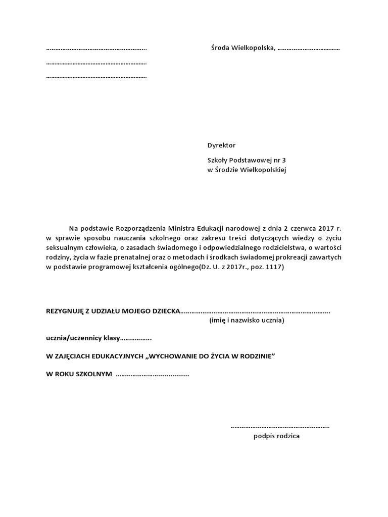 Wniosek o Rezygnacje Z WDZ | PDF