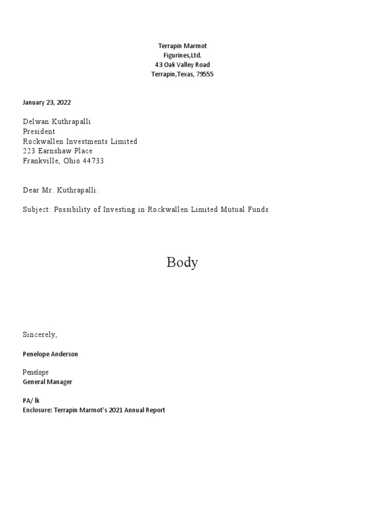 Business Letter - Class Work | PDF