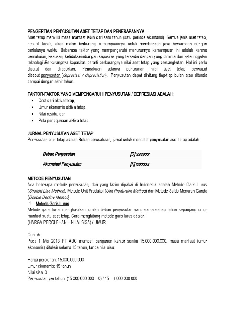 Pengertian dan Metode Penyusutan Aset | PDF | Pengelolaan Keuangan & Uang