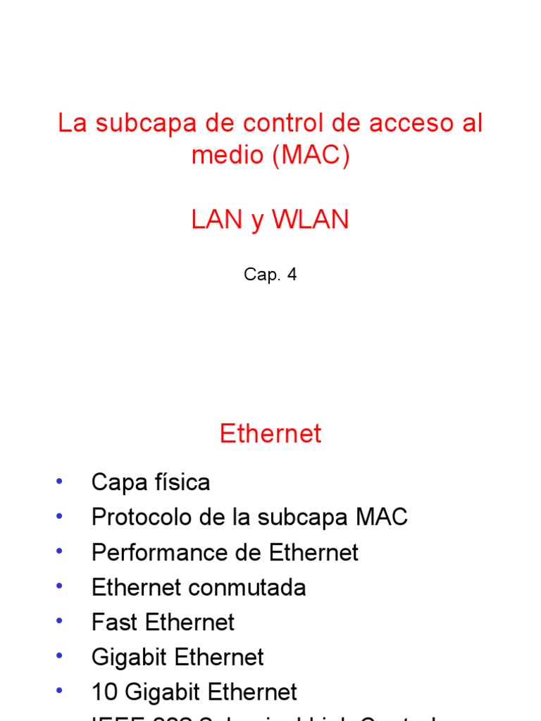 Tanenbaum - Redes - Cap 4 - MAC | PDF | Ieee 802.11 | Conmutador de red