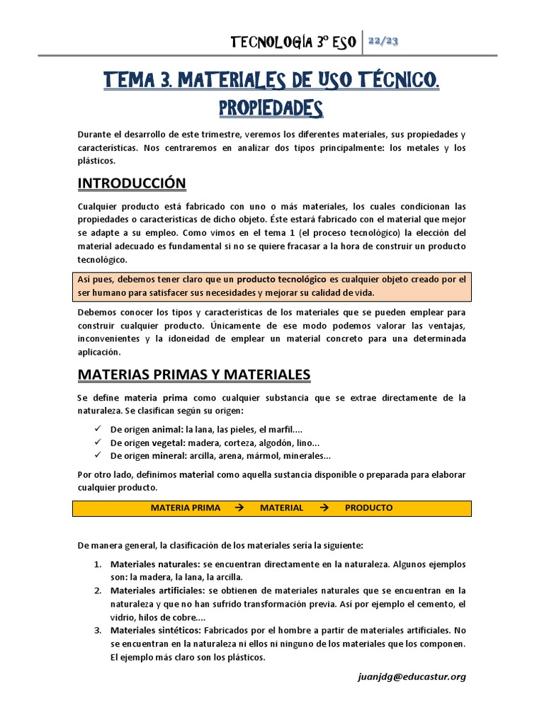 TEMA 3. Materiales Uso Técnico. Propiedades. | PDF | Conductividad térmica | Rieles