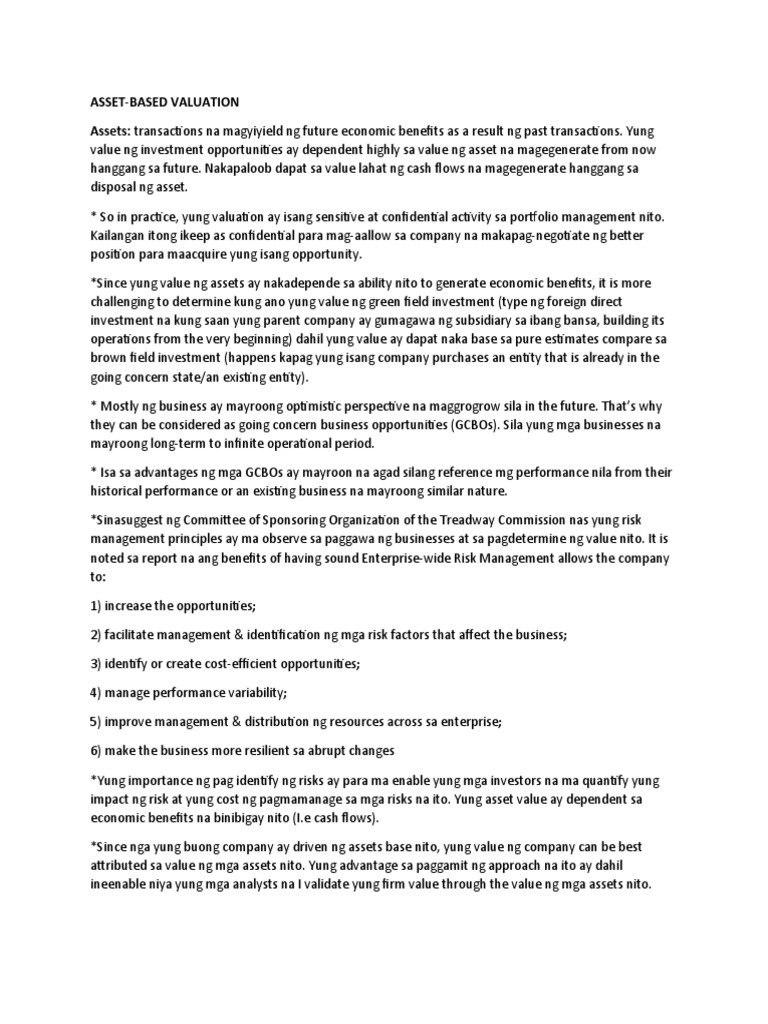 Chapter 2 Valuation | Download Free PDF | Book Value | Valuation (Finance)