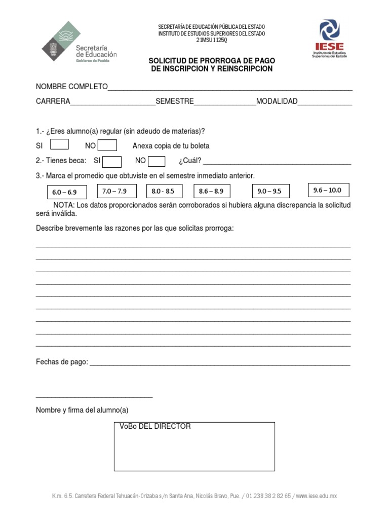 Formato de Solicitud de Prorroga | PDF