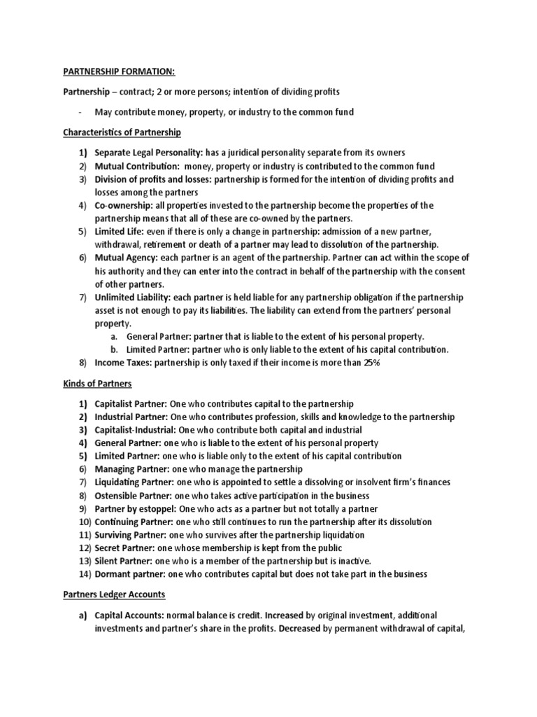Partnership Formation Notes | PDF