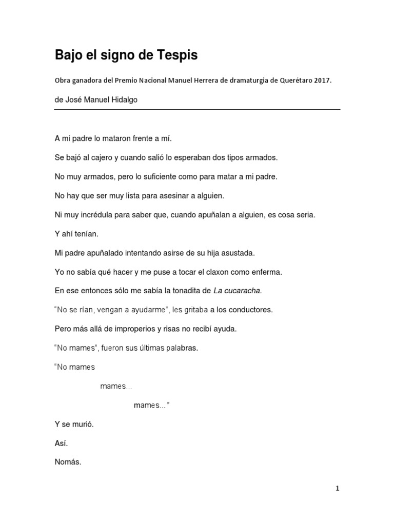 Bajo El Signo de Tespis José Manuel Hidalgo | PDF