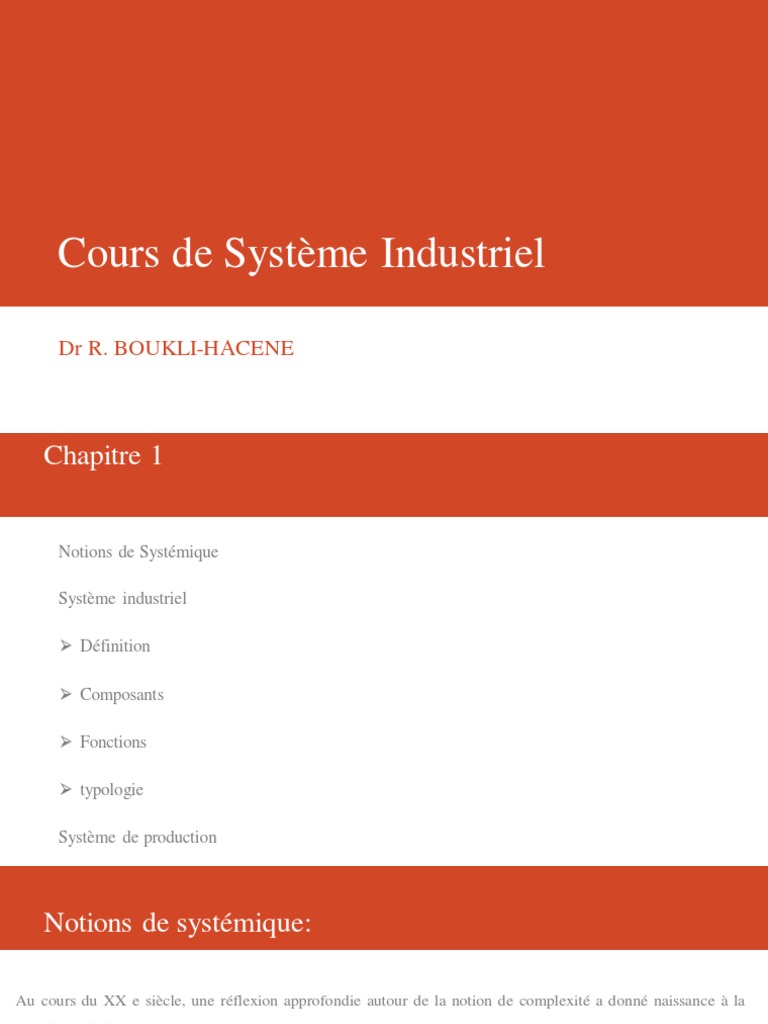 Notions de Système Industriel | PDF | Complexité | Système