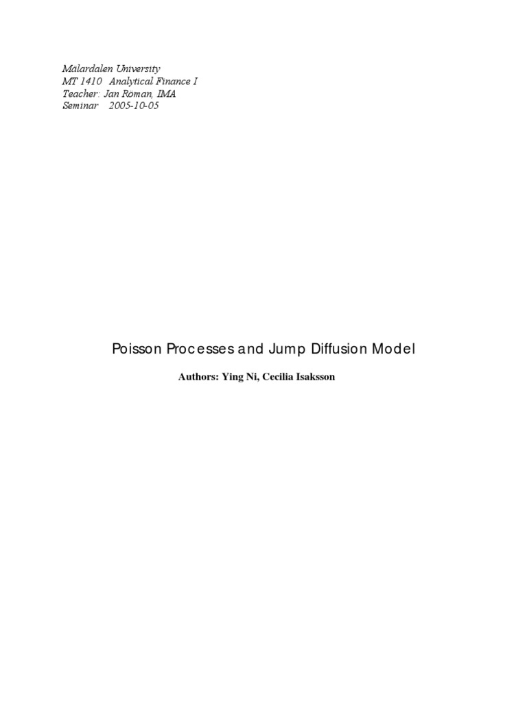 Poisson Processes and Jump Diffusion Model | PDF | Stochastic Process | Mathematical Analysis