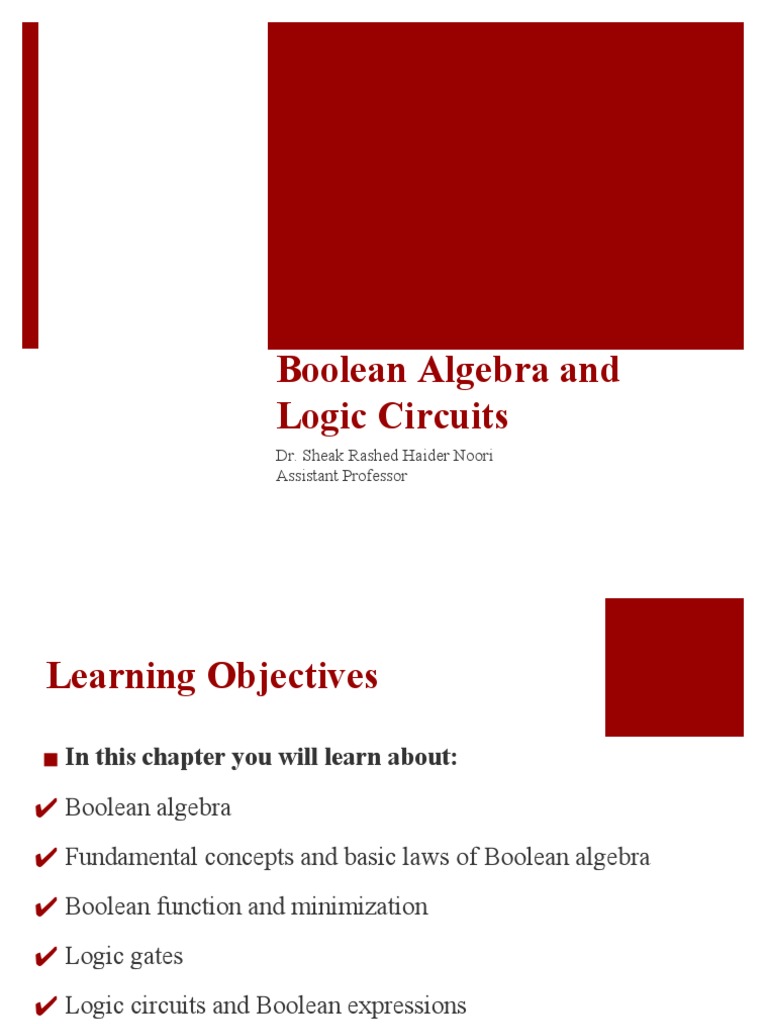 Boolean Algebra And Circuit Pdf Boolean Algebra Teaching Mathematics