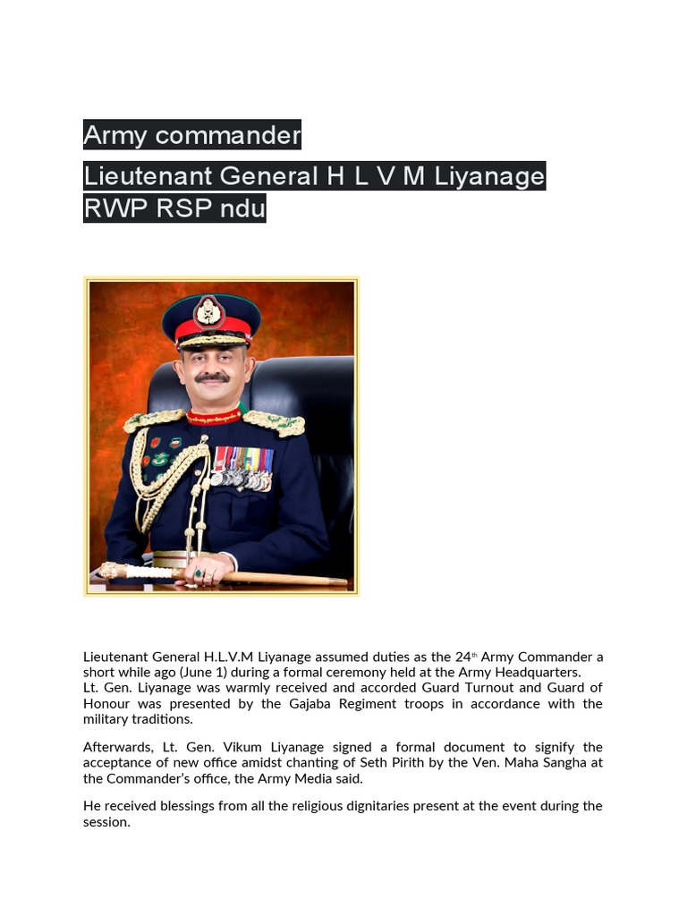 New Appointments in Sri Lanka Armed Forces | PDF | Military | Military ...
