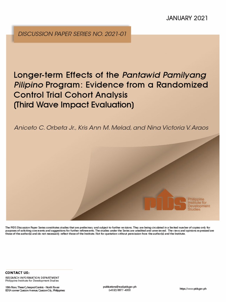 Pantawid Pamilyang Pilipino | PDF | Maternal Health | Cohort Study