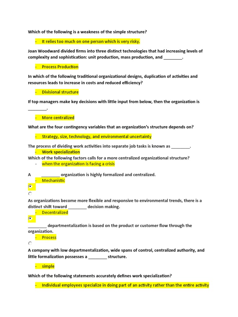 Organizational Structures: Key Concepts and Characteristics | PDF ...