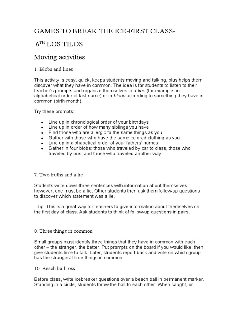 Games To Break The Ice | PDF