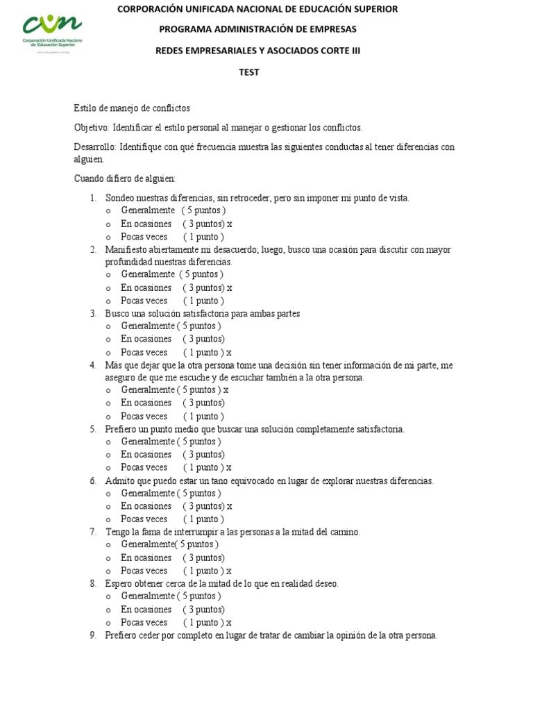 Test Manejo de Conflictos UT8 | PDF