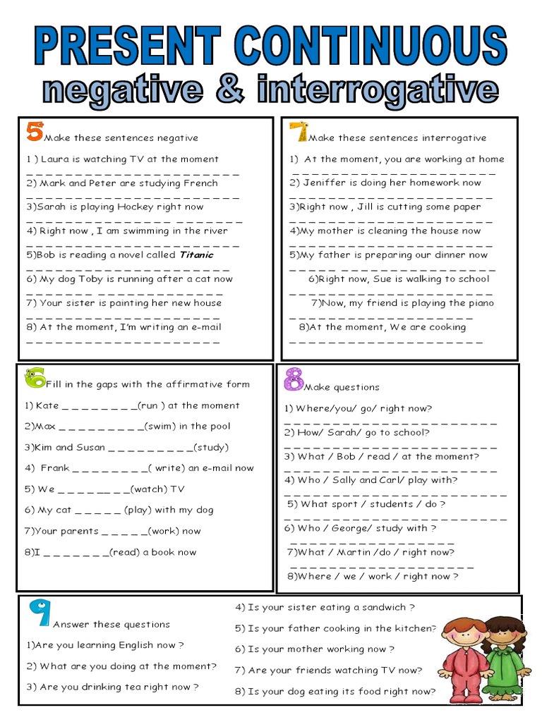 Present Continuous Worksheet | PDF