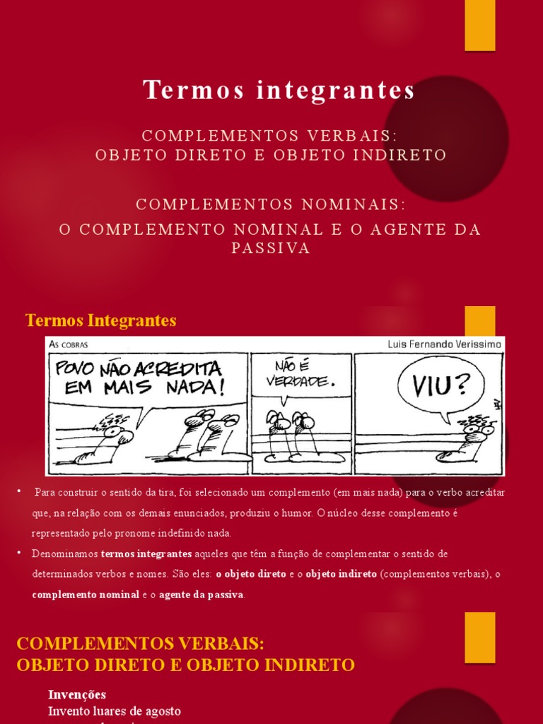 Complementos Verbais Nominais e Agente Da Passiva | PDF | Objeto ...