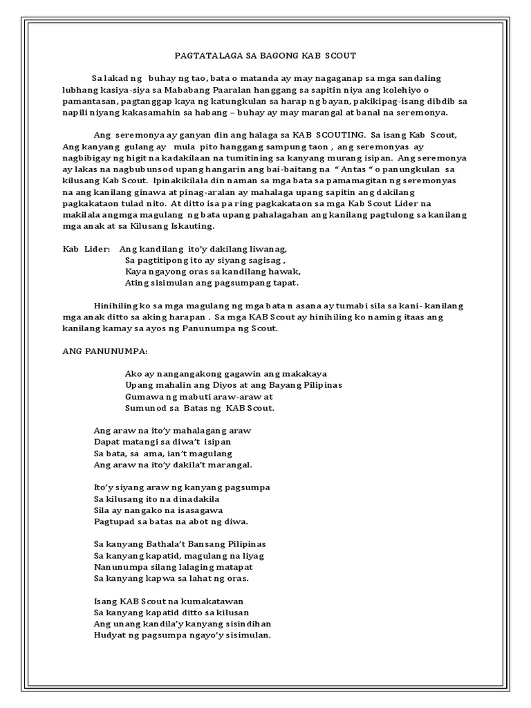 Pagtatalaga Sa Bagong Kab Scout | PDF