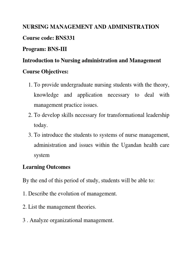 NURSING MANAGEMENT AND ADMINISTRATION-feb2022 | PDF | Leadership | Nursing