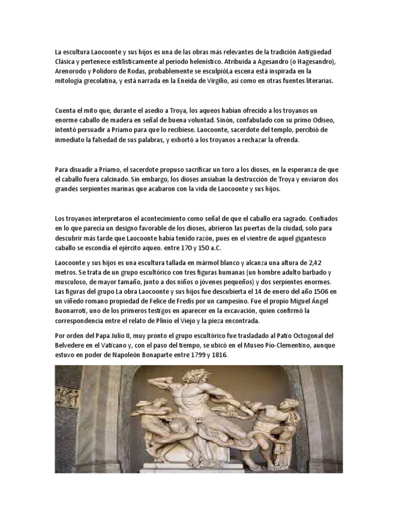 Laocoonte y sus hijos: mito y escultura | PDF