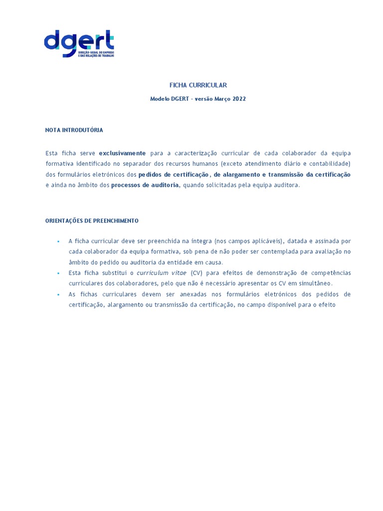 WEB Ficha Curricular DGERT 2022 Formadora Ana Jesus Ribeiro | PDF ...