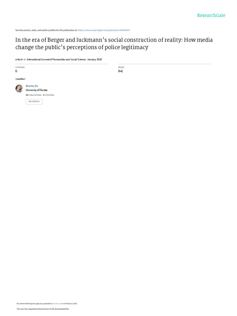 In The Era of Berger and Luckmann's Social Construction of Reality - How Media Change The Public ...