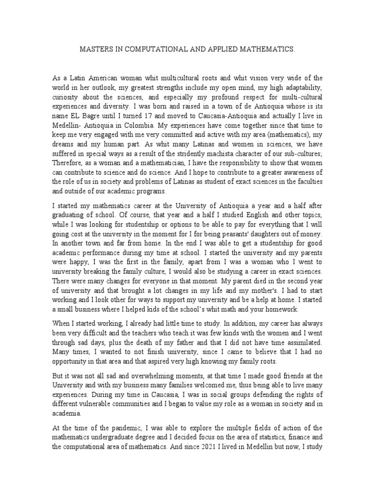 Masters in Computational and Applied Mathematics | PDF | Science ...