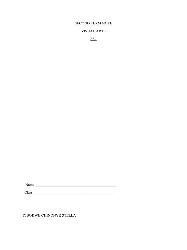 Second Term SS2 Visual Arts Note and Objectives 2023 | PDF | Cubism ...