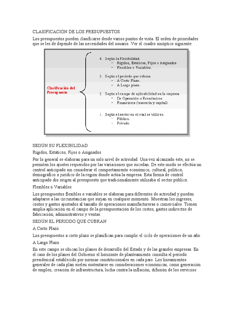 Clasificación de Los Presupuestos | PDF | Presupuesto | Economias