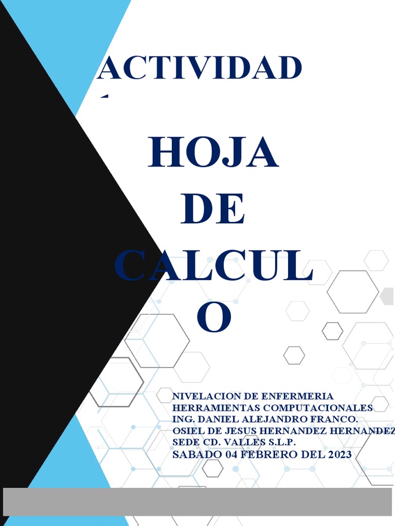 Act 1. Hoja de Calculo | PDF | Microsoft Excel | Hoja de cálculo