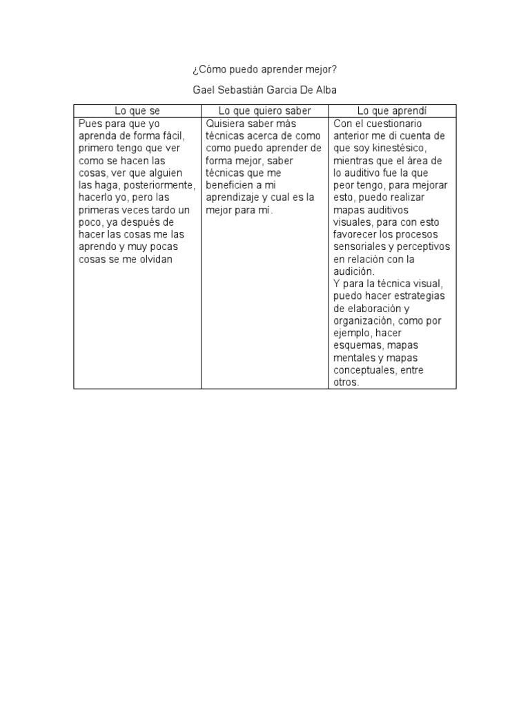 ¿Cómo Puedo Aprender Mejor | PDF
