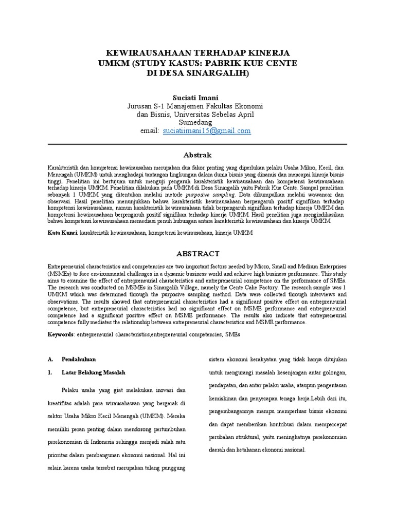 Suciati Imani - Jurnal Kewirausahaan | PDF | Bisnis