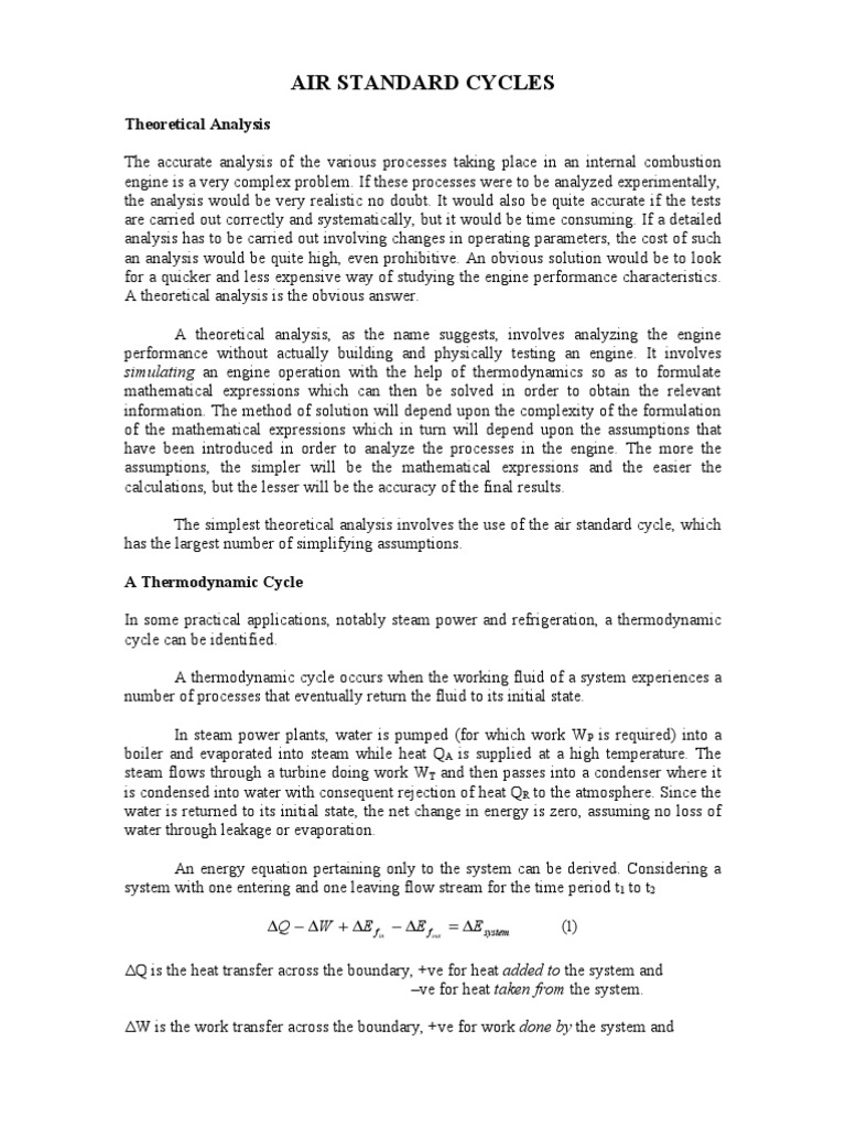 Air Standard Cycles - Basics | PDF