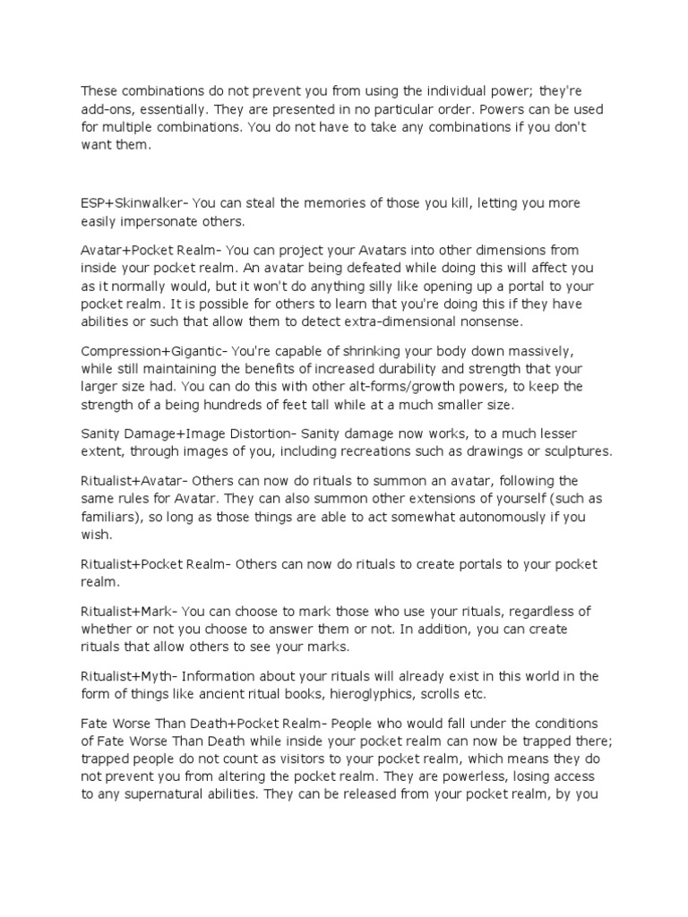 Generic Creepypasta Cryptid Perk Combos | PDF