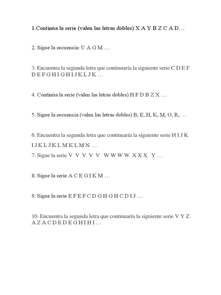 Ejercicios de Secuencias de Letras | PDF | Estudios de idiomas ...